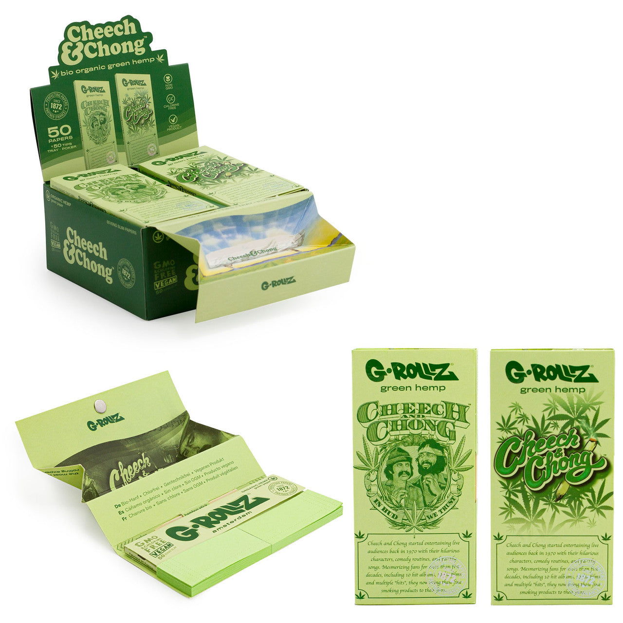 G Rollz Cheech and Chong Papers - Bio Organic Green Hemp (King Slim Si ...