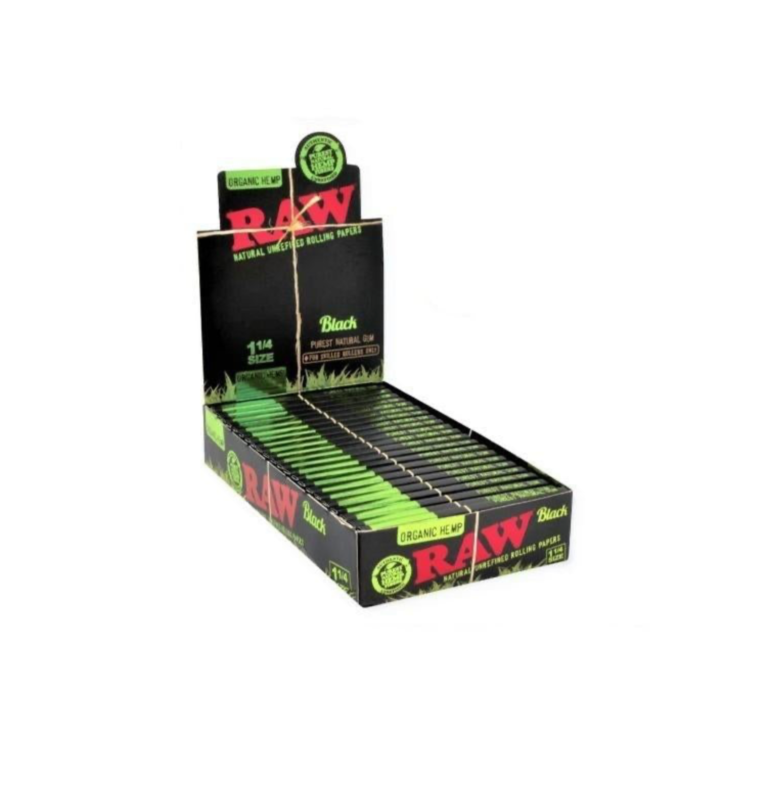 RAW - 1 1/4 Black Organic Hemp Papers (24 packs) – Golden Cedar Wholesale